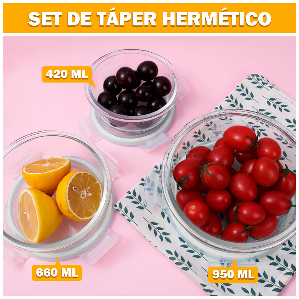 Set de 3 Táper Hermético Redondo O55 Y Papel Toalla Reutilizable X2 ...