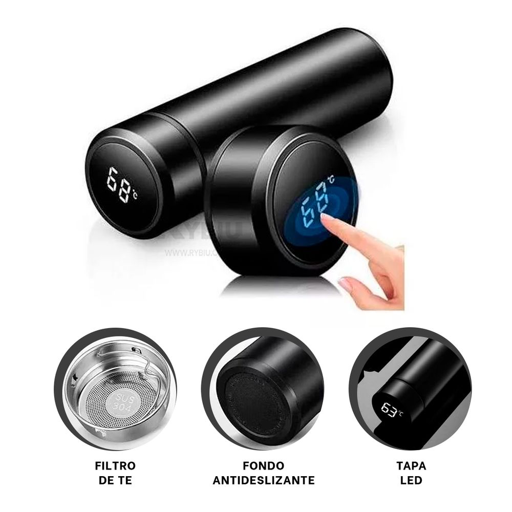 Termo Negro con Filtro de Te y Boca Ancha - Promart