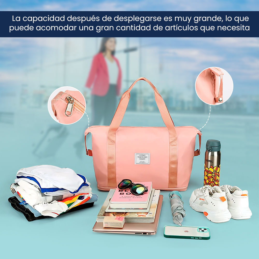 Bolso de Viaje Plegable y Expandible 3 en 1 Fucsia - Promart