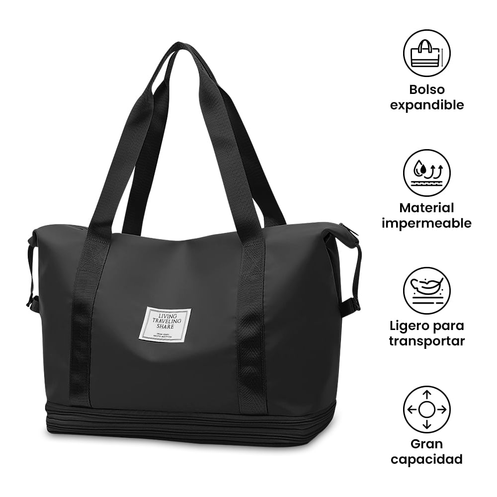 Bolso de Viaje Plegable y Expandible 3 en 1 Negro - Promart