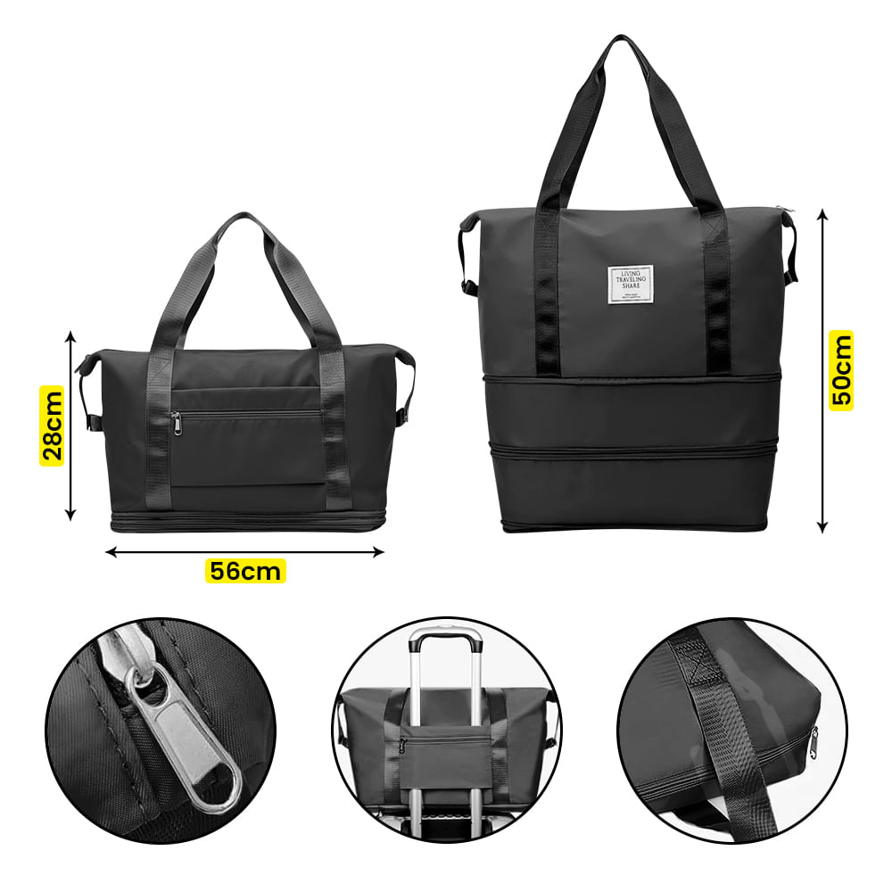Bolso de Viaje Plegable y Expandible 3 en 1 Negro - Promart