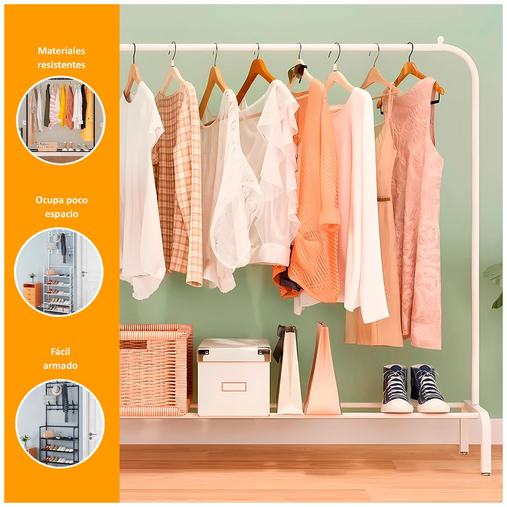 Exhibidor de Ropa con Perchero Blanco + Zapatera Organizadora con ...