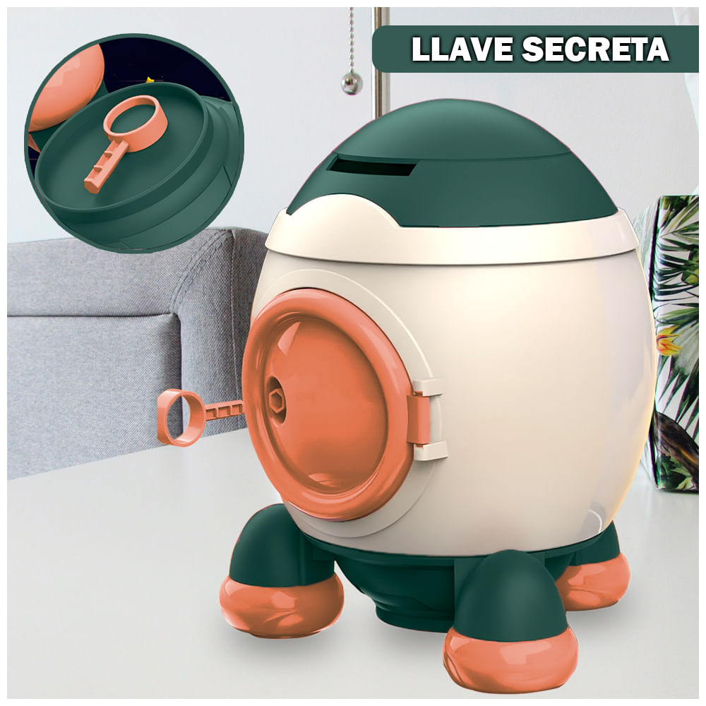 Alcancía Cohete con Stickers 2D 3D Kawaii Infantil Y51 Verde - Promart