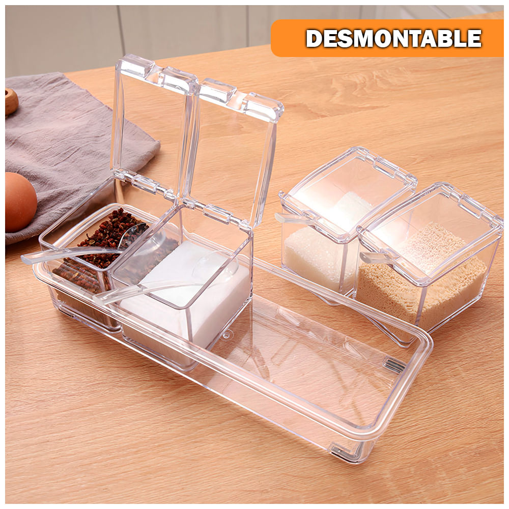 Set 4 Condimentero de Acrílico con Cucharas para Cocina L57 - Promart
