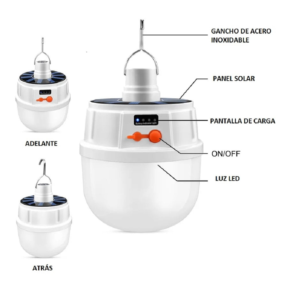 Foco Bombilla luz Solar Recargable de 50W - Promart