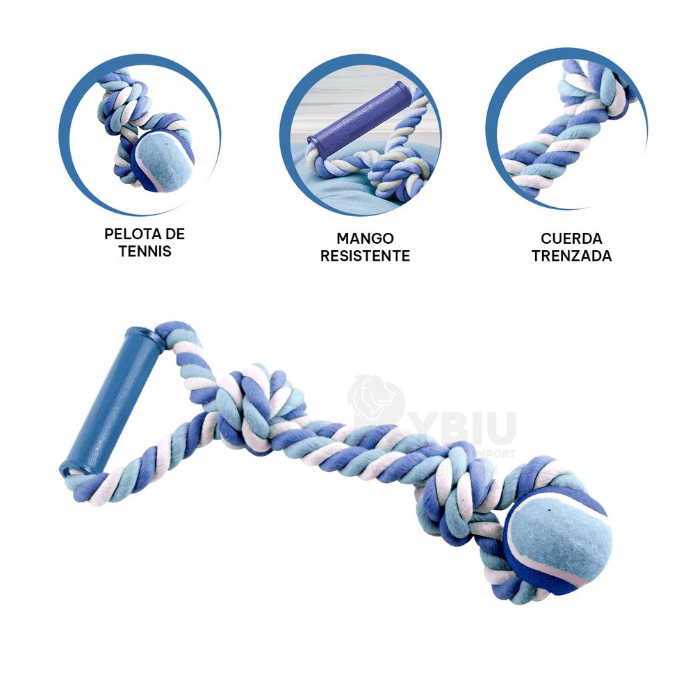 Soga Larga mas Pelota de Tenis Azul Pet - Promart