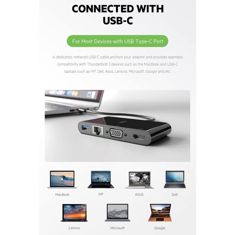 Adaptador Belkin Multimedia USB-C VGA 4K HDMI USB 3.0 Ethernet Pass ...