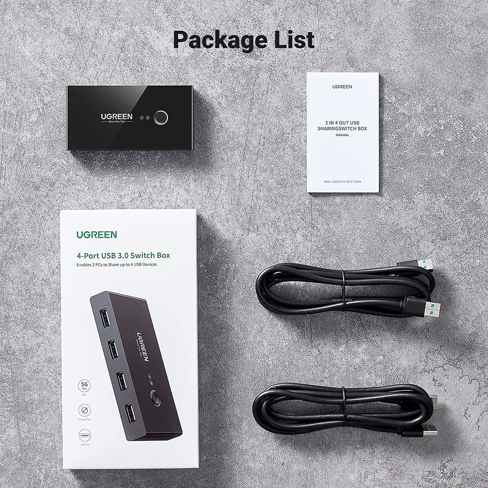 KVM Switch Ugreen Box USB 3.0 Conmutador 2 Puertos 4 Dispositivos con Selector US216 - 30768 ...