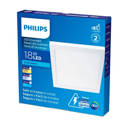 Downlight Led Cuadrado Adosado Luz Fría 18w Philips - Promart