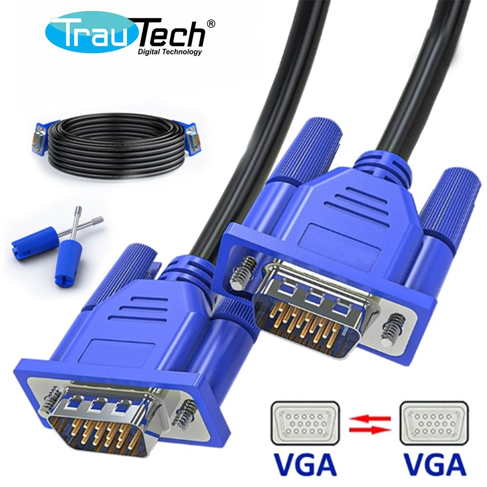 Cable VGA 20 Metros TRAUTECH 15 Pines Doble Filtro PVC - Promart