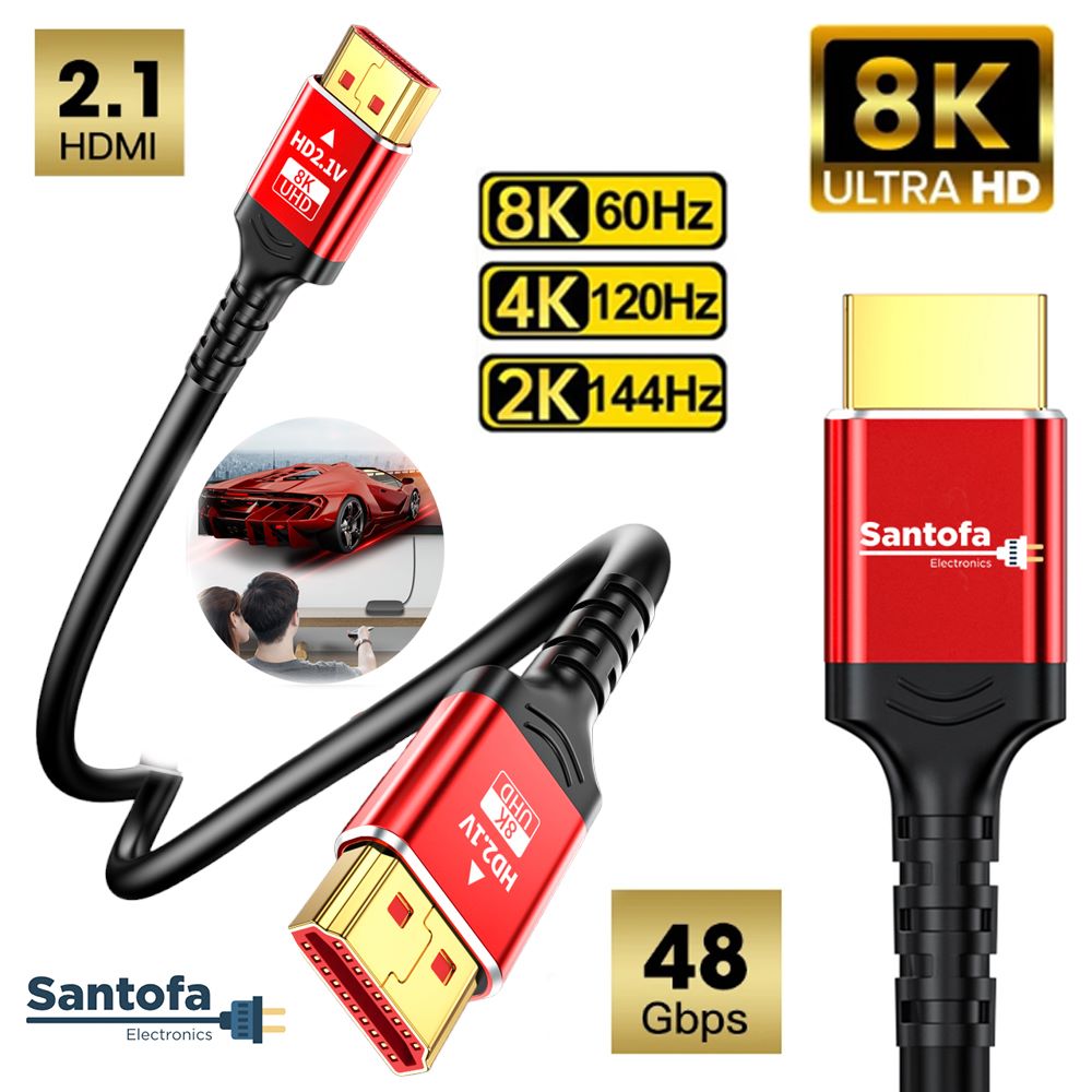 Cable Hdmi 2.1V 8k SANTOFA 3D 2 Metros 4320p Premium 48Gbps HDR eARC - Promart