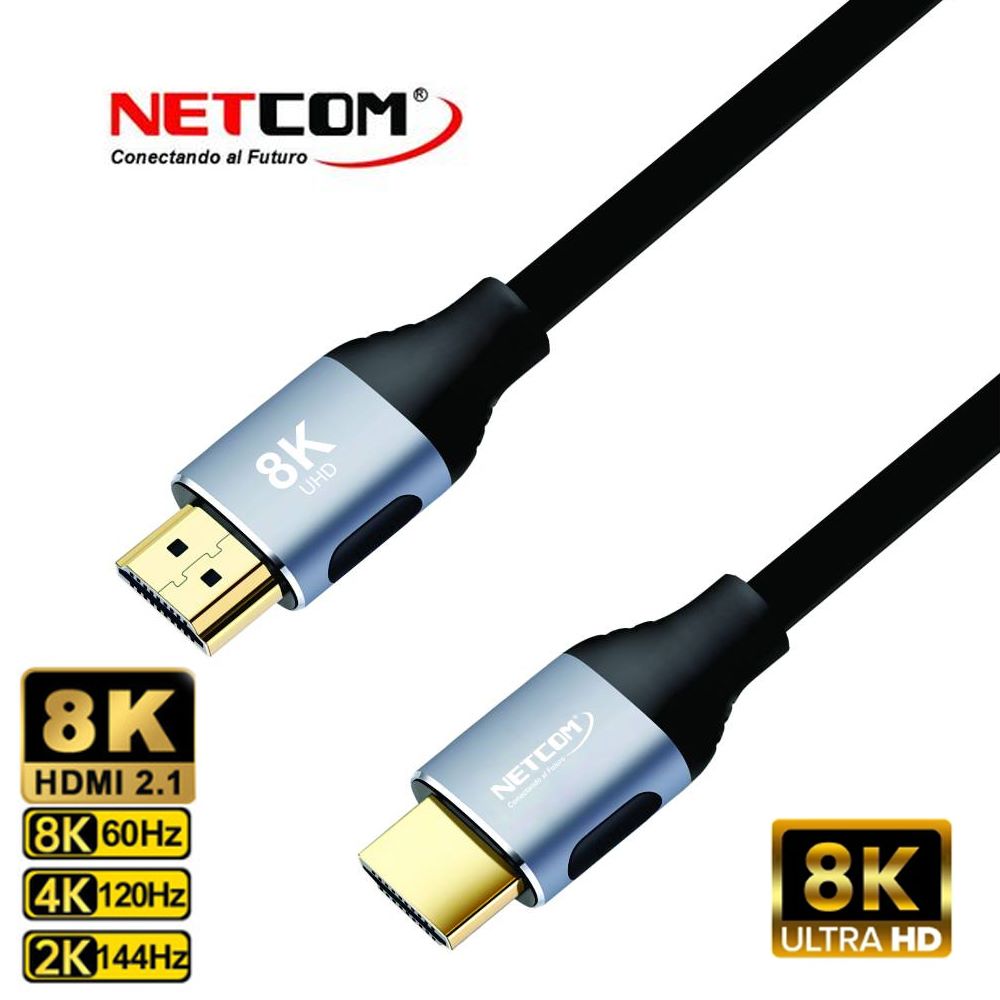 Cable Hdmi 2.1V 8k NETCOM 3D 10 Metros 4320p Premium 48Gbps HDR eARC ...