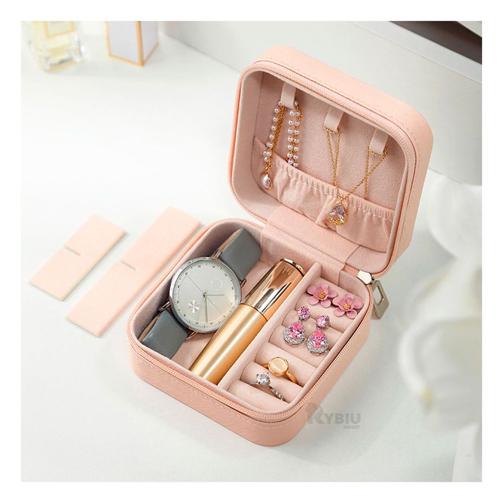 Mini Joyero Portátil con Cierre Color Rosado - Promart