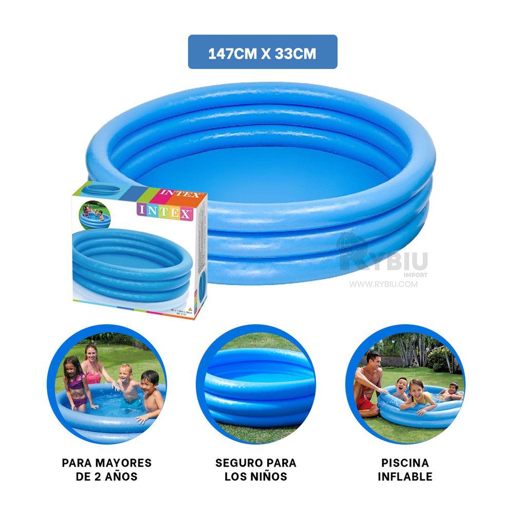 Piscina Redonda Inflable de Color Azul Cristal - Promart