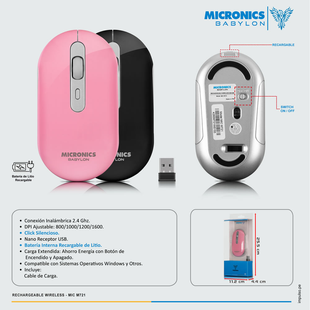 Mouse Inalámbrico Babylon Micronics Pink - Promart