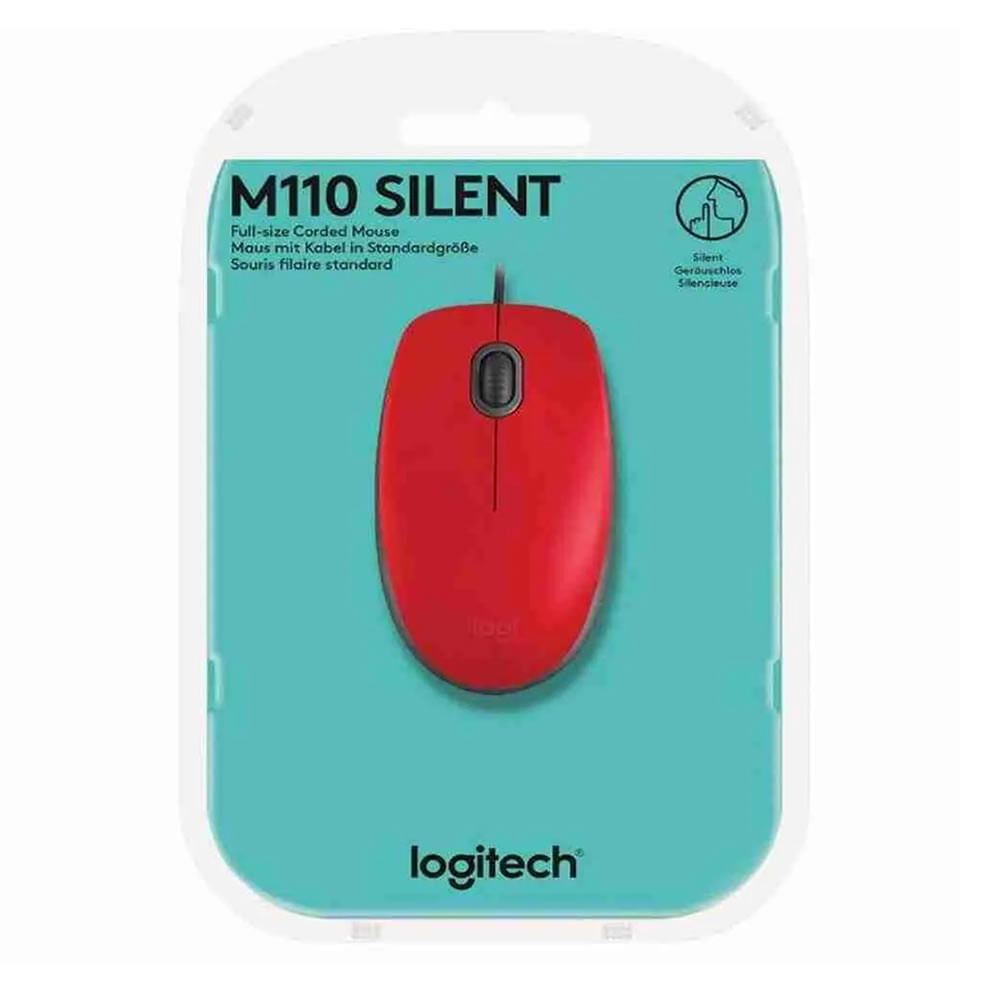 Mouse Logitech M110 Silent USB Rojo - Promart
