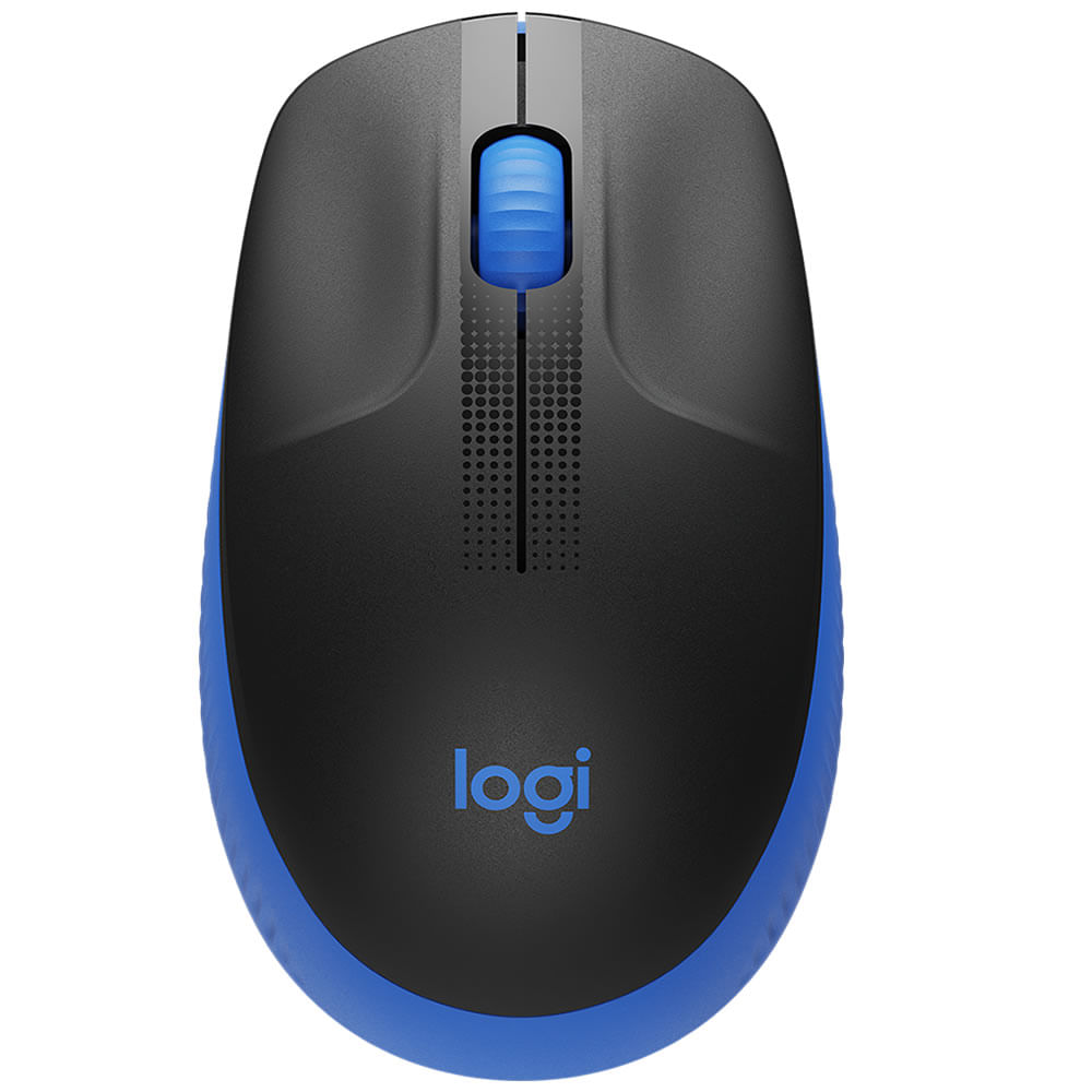 Mouse Inalámbrico Logitech M190 Full Size Negro con Azul - Promart