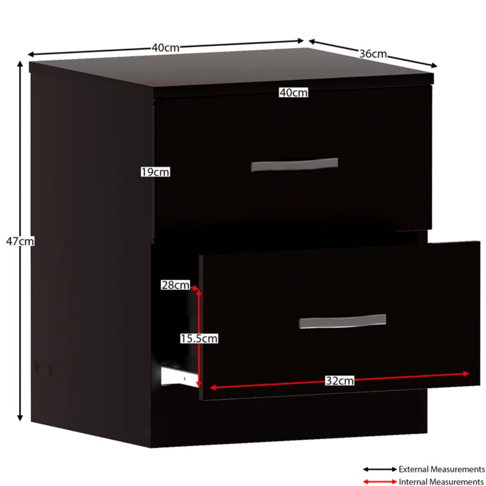 Velador Moderno 2 cajones Rous Color negro TU MESITA | Promart.pe - Promart