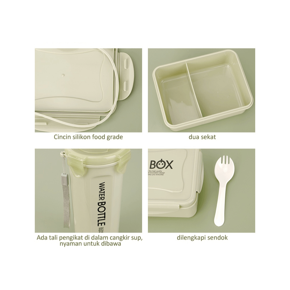 Set Taper Lunch Box 02 Compartimientos con Vaso Hermetico Gris - Promart