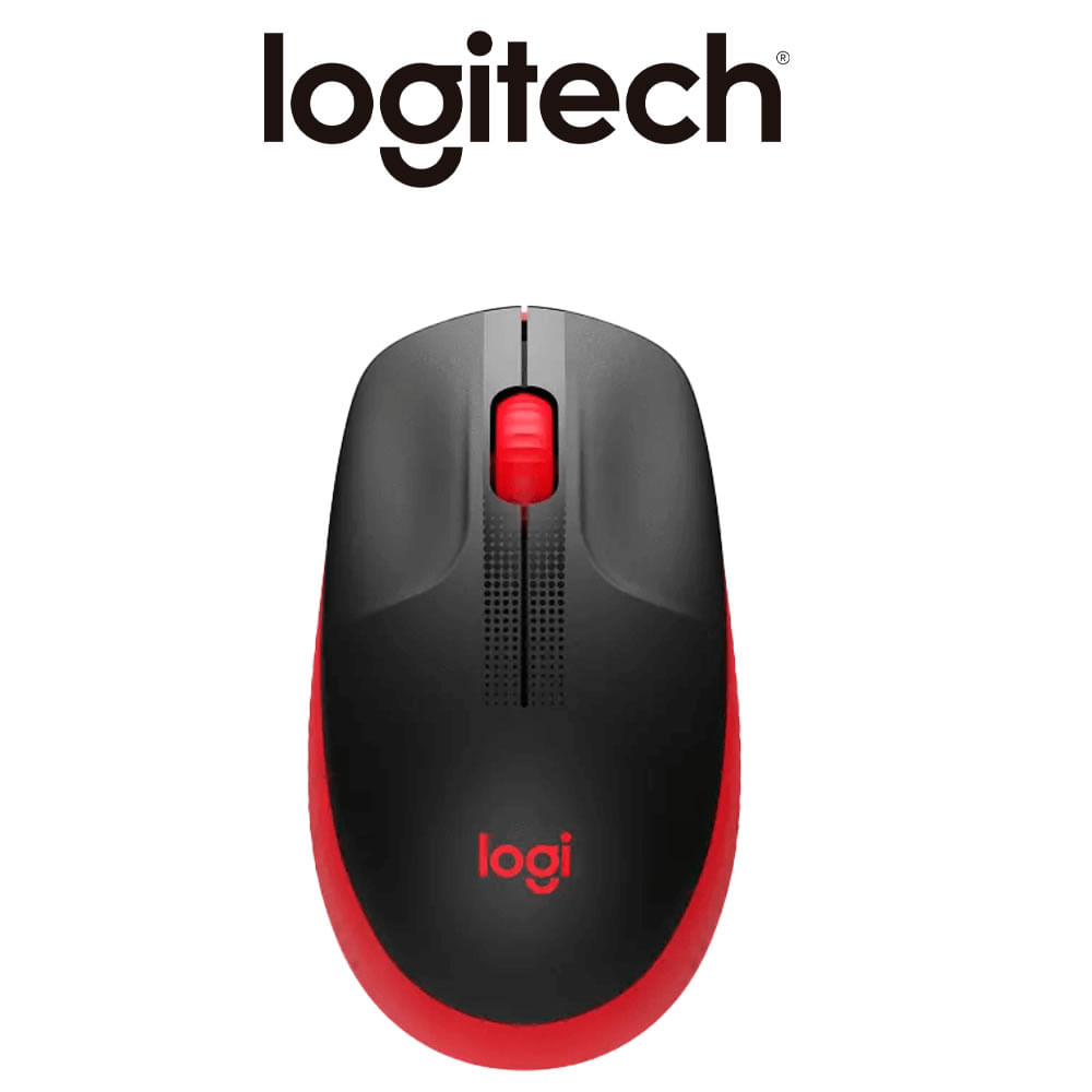 Mouse Inalámbrico Logitech M190 Full Size Negro Y Rojo - Promart