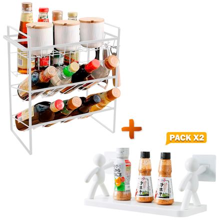 Organizador de Cocina Alacena D69 BL Y Repisa Estante F68 BL X2 - Promart