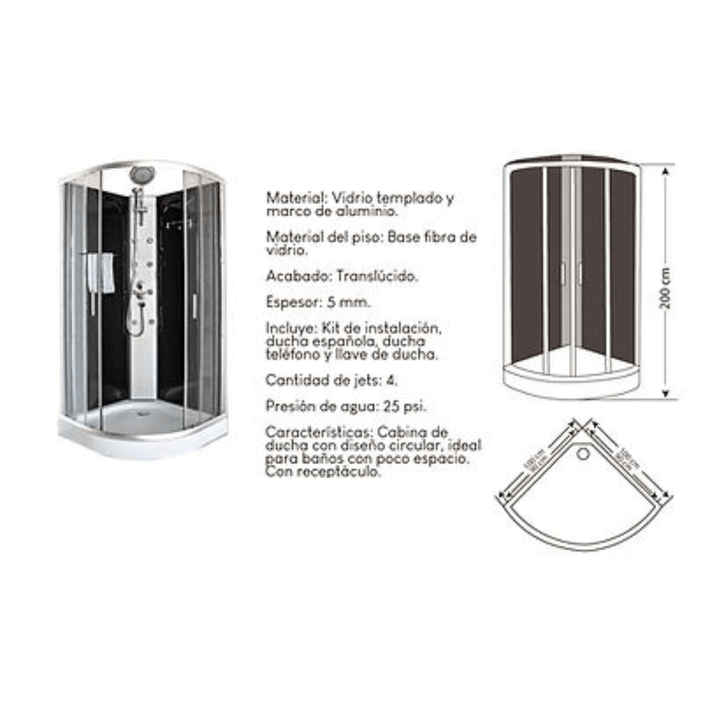 Cabina de Ducha XM Completa Redonda con Base | Promart.pe - Promart
