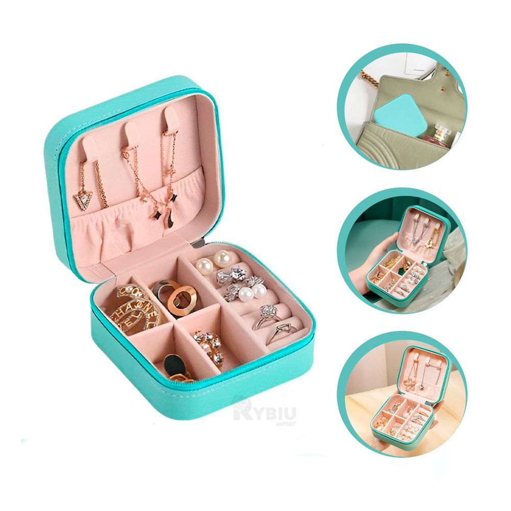 Mini Joyero Portátil con Cierre Color Verde - Promart