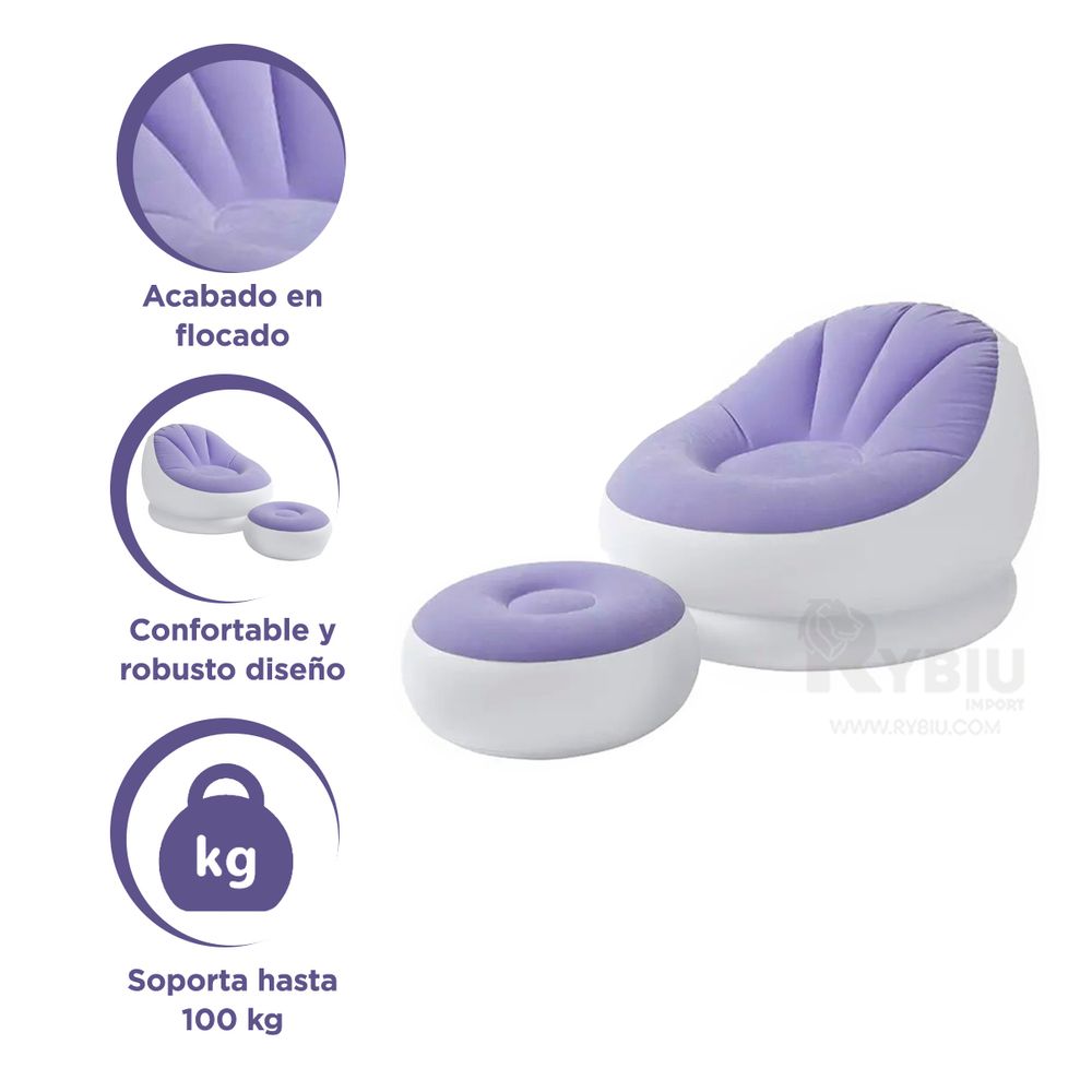 Moderno Sofa y Poof Morado para Descanso - Promart