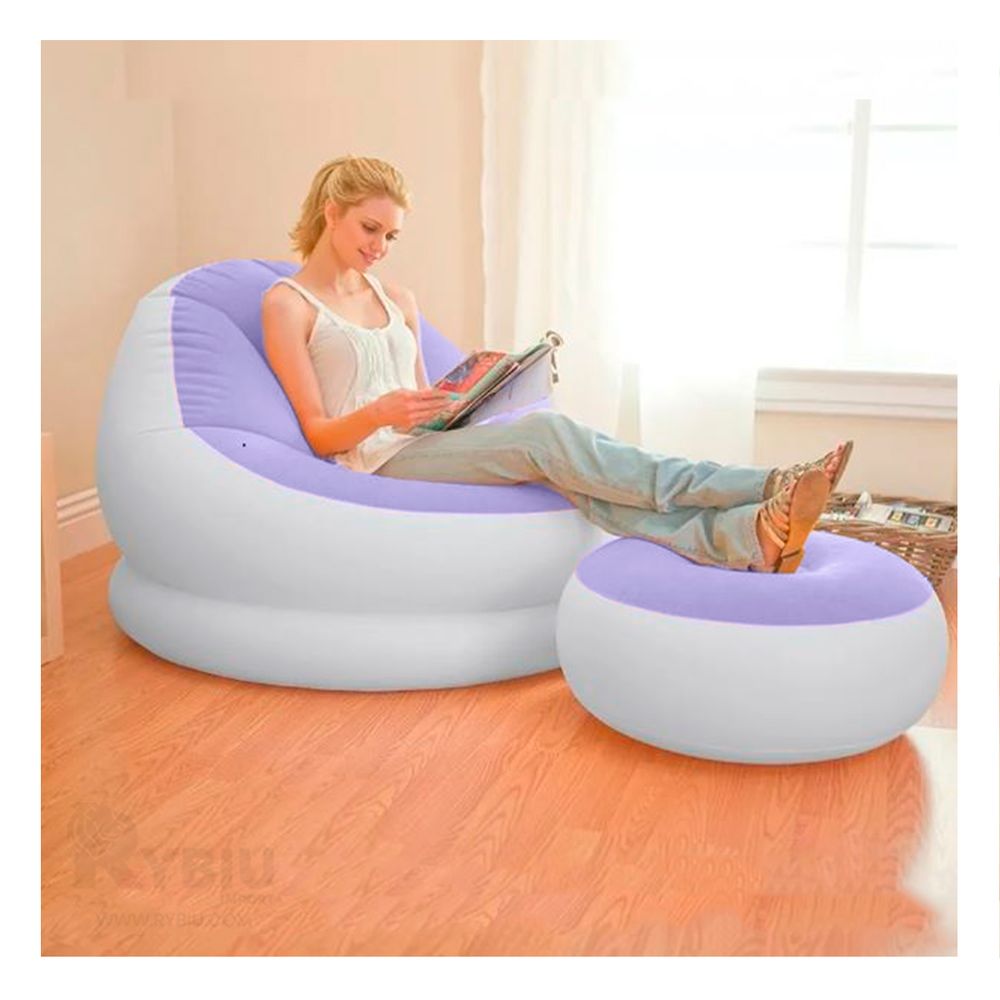 Moderno Sofa y Poof Morado para Descanso - Promart