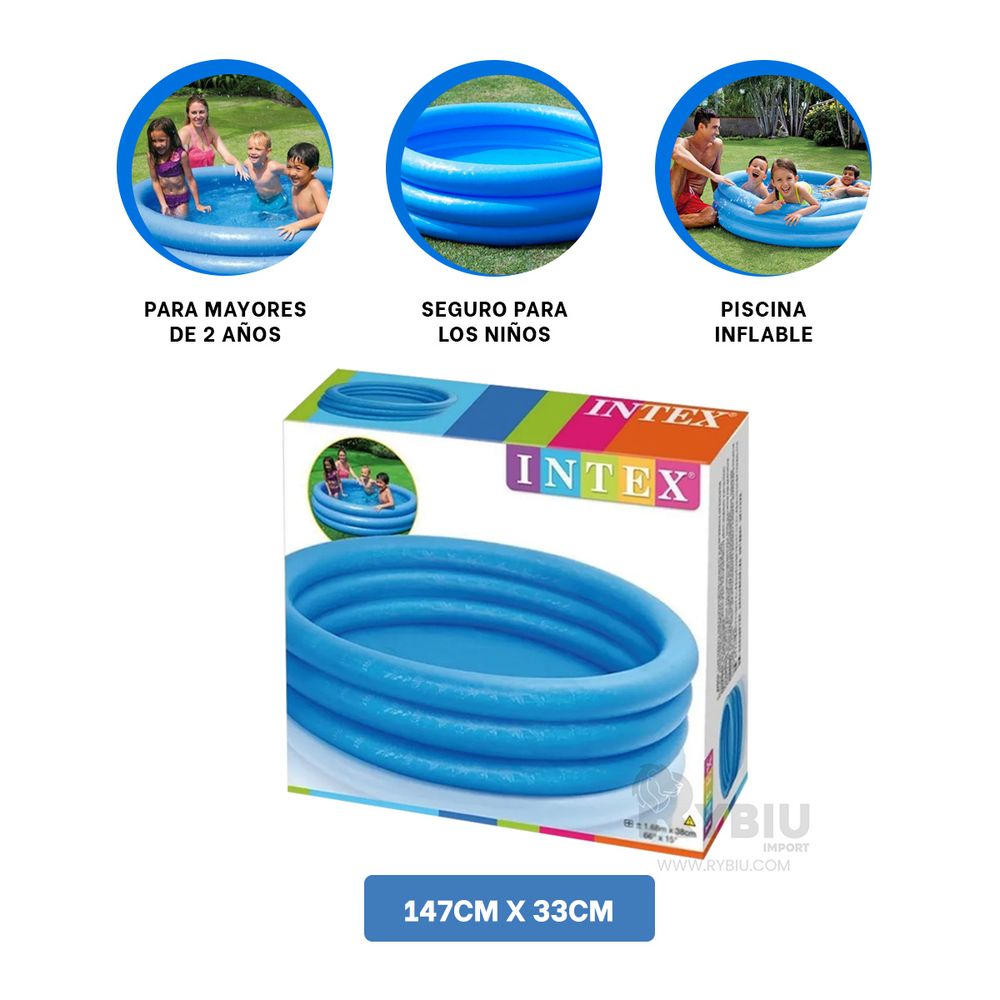 Alberca Inflable Redonda de Color Azul Cristal - Promart