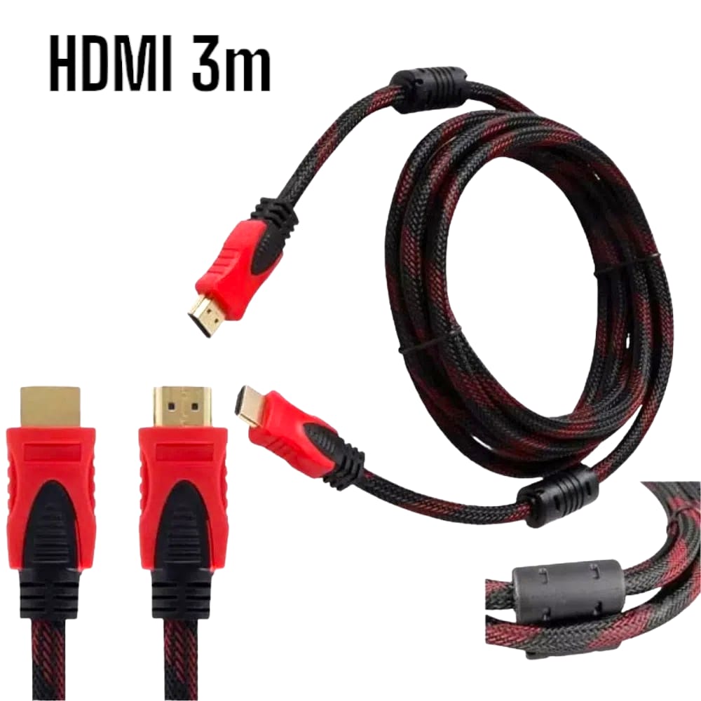 Cable HDMI-HDMI con Filtro 3m 3metros Full HD 3D V14 Enmallado - Promart
