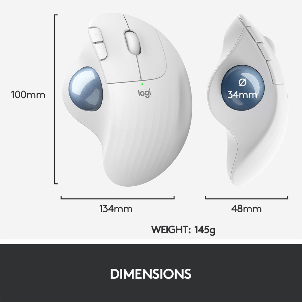 Mouse Inalámbrico Logitech Ergo M575 con Trackball Blanco - Promart