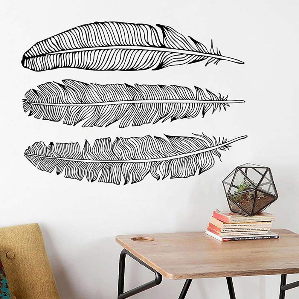 Vinilo Plumas Negro Mediano Sticker Pegatina Viniles - Promart