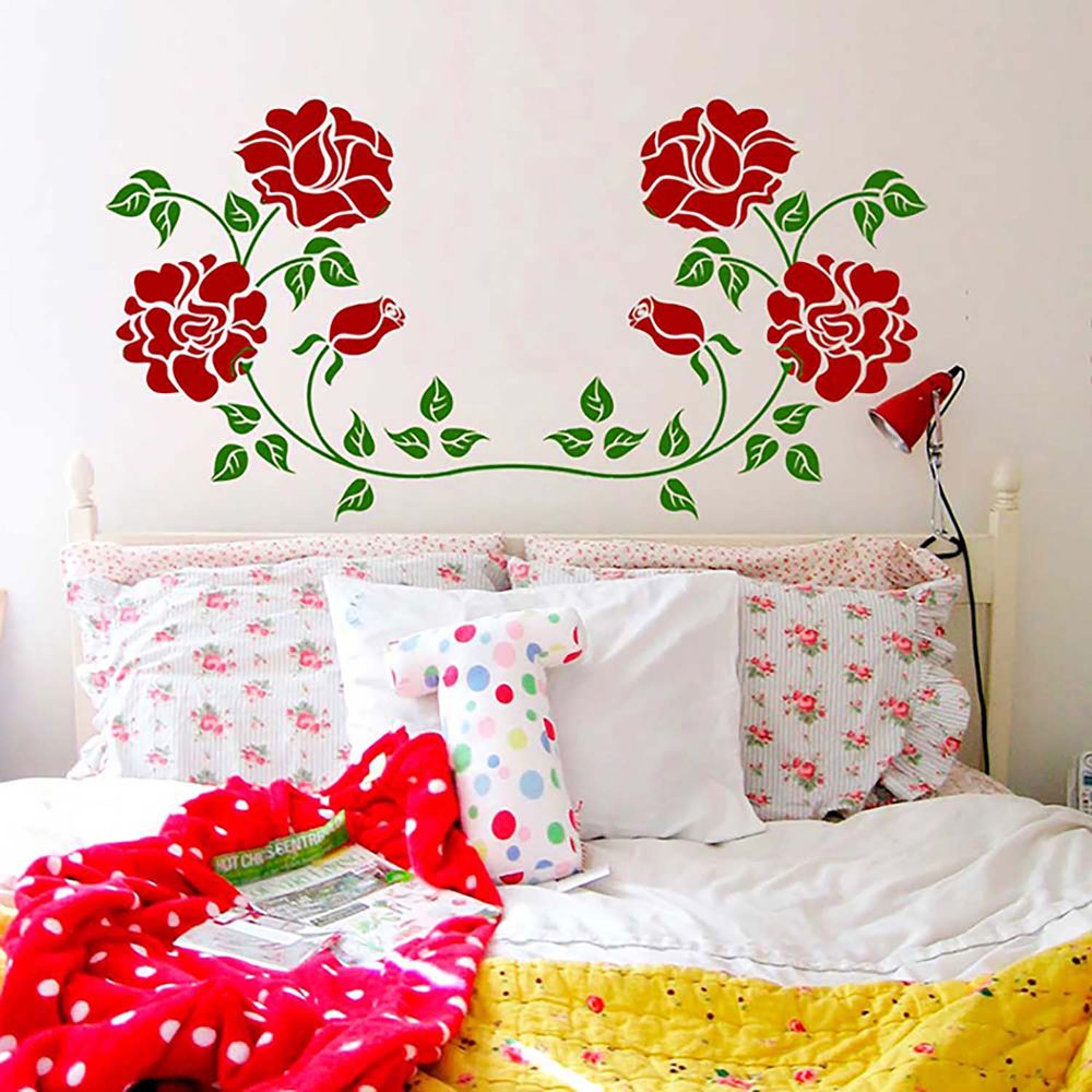 Vinilo Rosas y Ramas Verde Rojo Mediano Sticker Pegatina Viniles - Promart