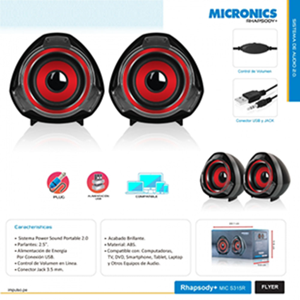 Parlante Micronics USB Rhapsody MIC S315R - Promart