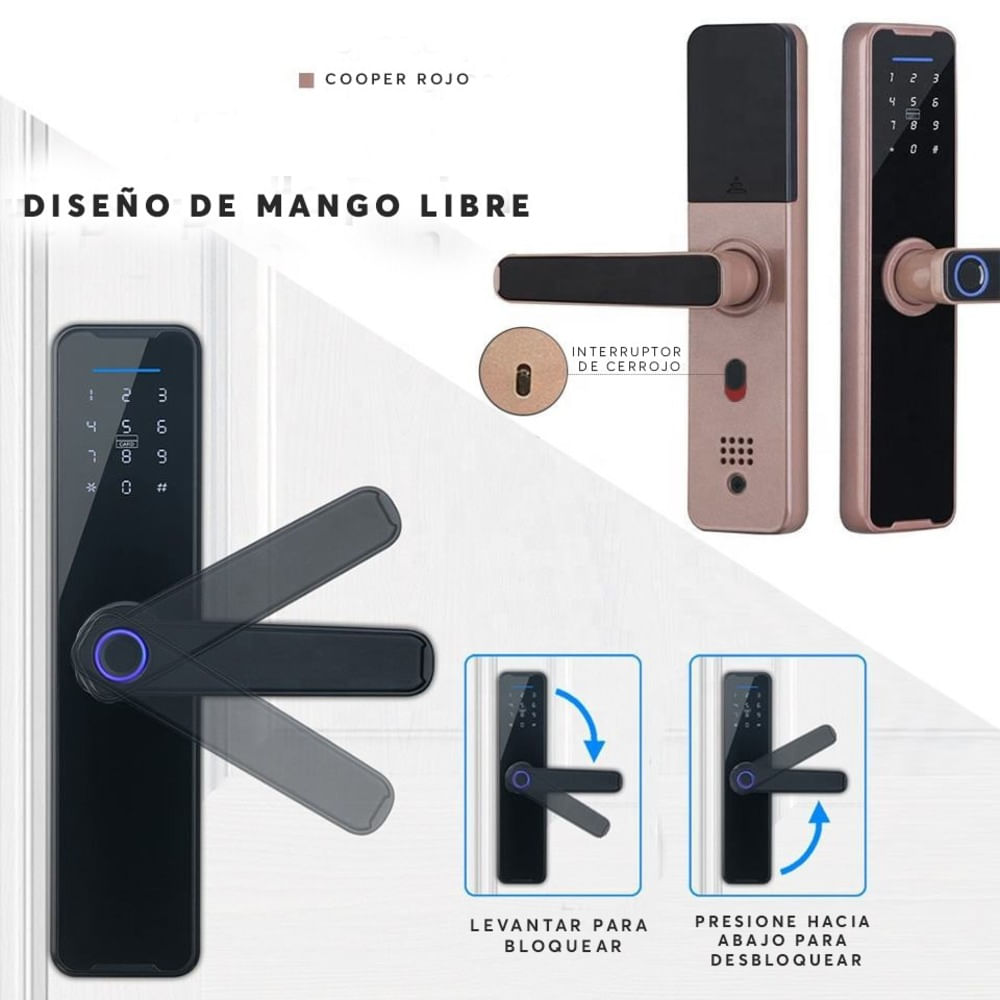 Cerradura Smart con Seguro Biometrico con app tarjeta y clave | Promart ...