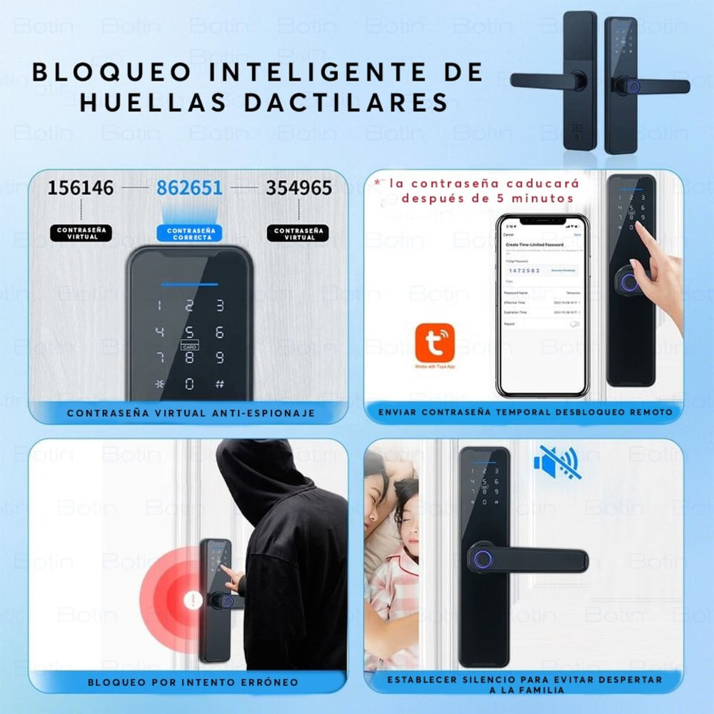Cerradura Smart con Seguro Biometrico con app tarjeta y clave | Promart ...