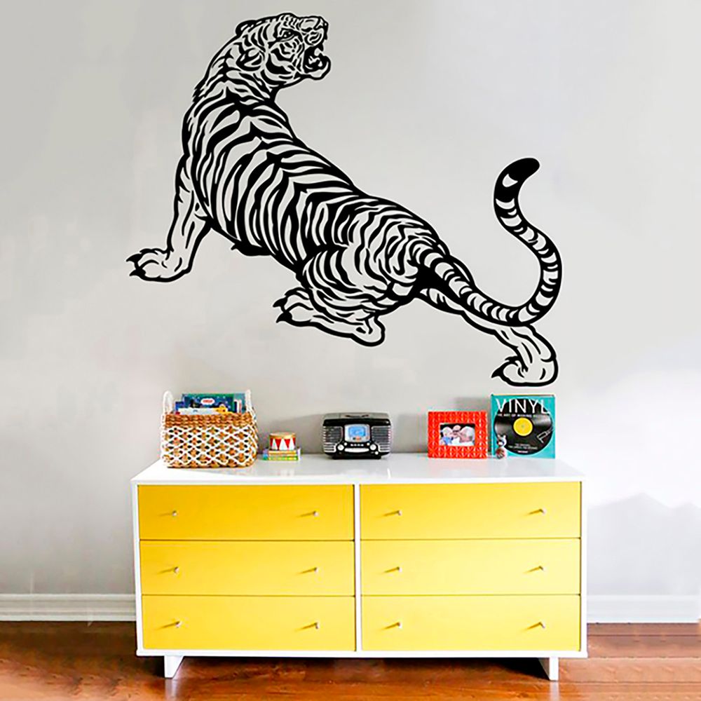 Vinilo Tigre Rugiendo Negro Mediano Sticker Pegatina Viniles Animales ...