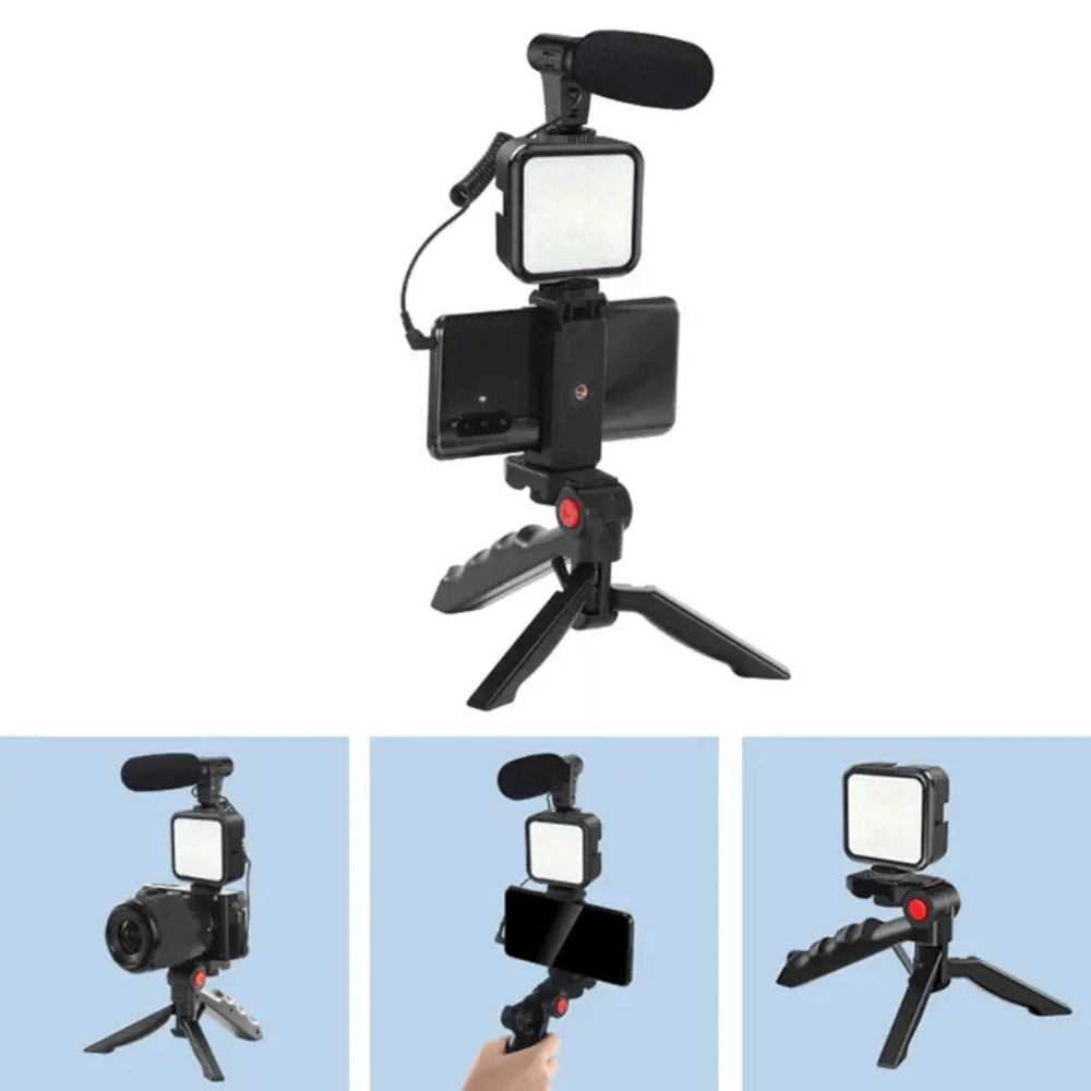 Trípode con Micrófono Luz Led para Celular y Control Bluetooth AY-49 ...