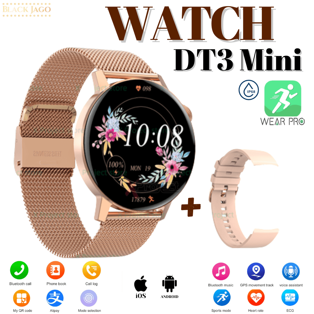 Smartwatch Dt3 Mini Reloj Doble Correa Alta Gama Nfc Gps Rosa - Promart