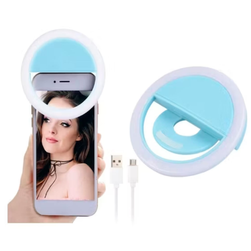 Mini Aro Selfie Luz Led con Batería Recargable Celeste - Promart