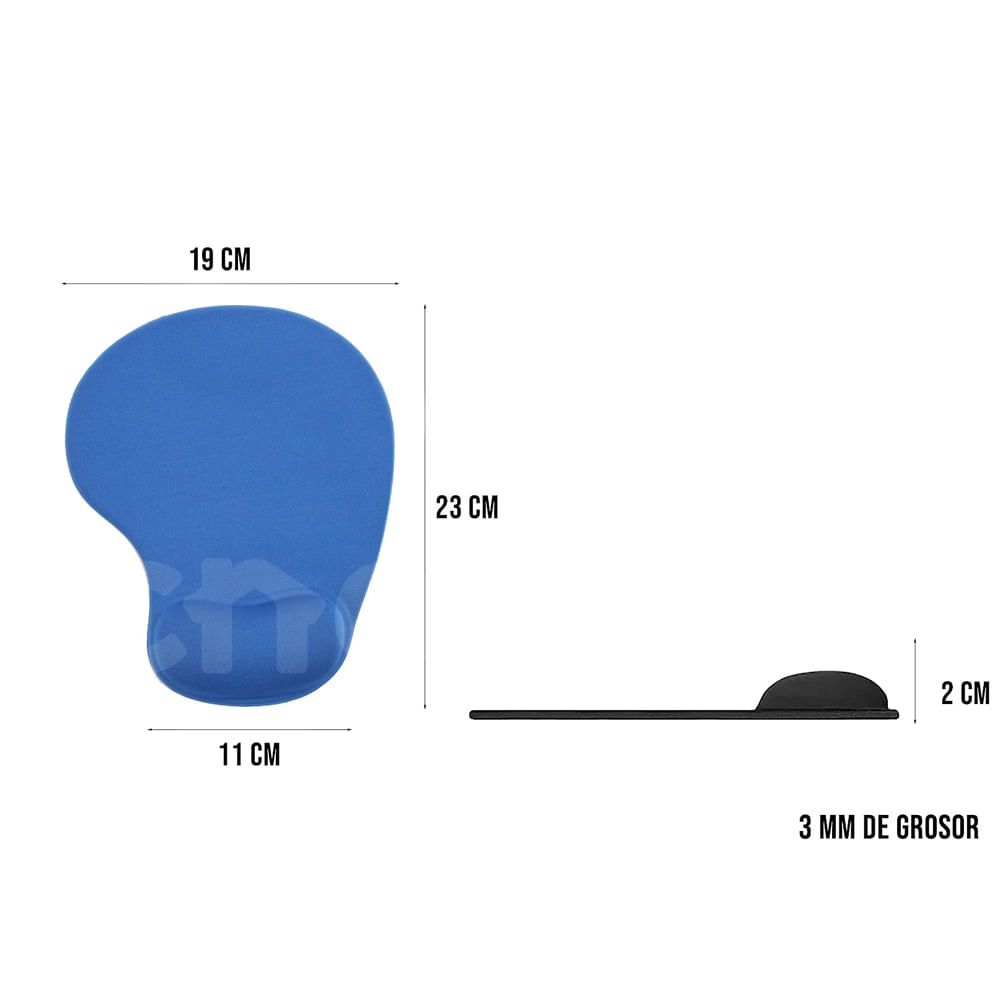 Pad Mouse Ergonómico con Almohadilla de Gel Descansa Muñecas Azul - Promart