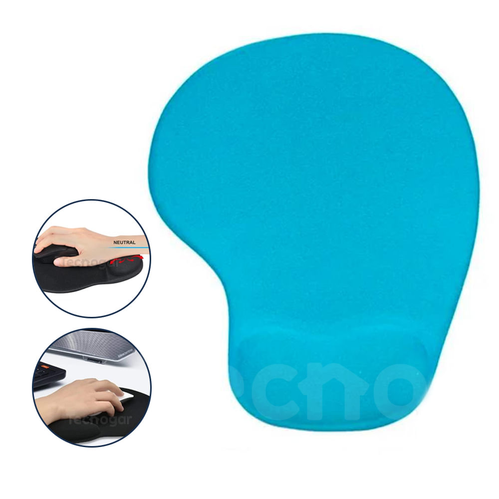Pad Mouse Ergonómico con Almohadilla de Gel Descansa Muñecas Celeste ...