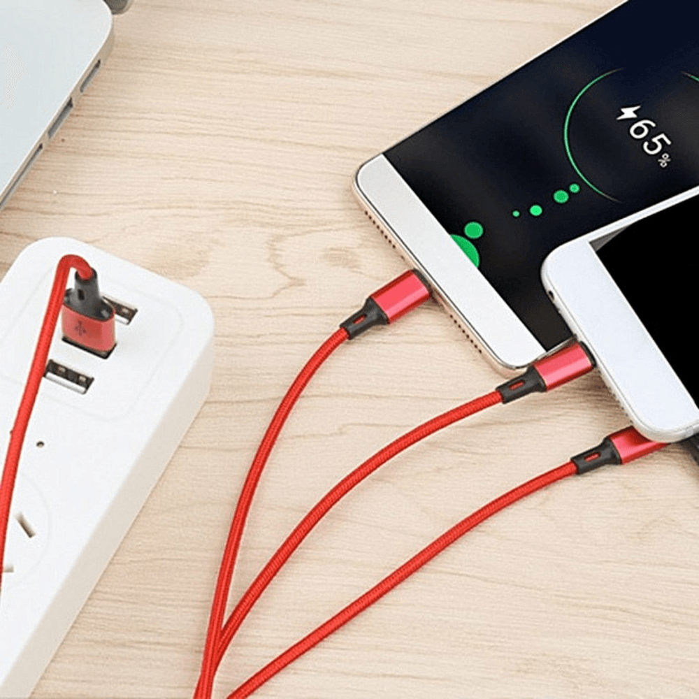 Cable triple (Micro USB Lightning Tipo C) para carga - Promart