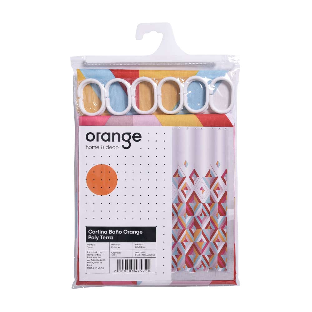 Cortina de baño poly terra orange - Promart