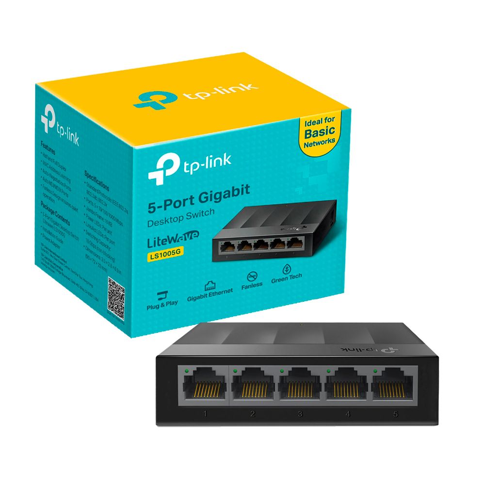 Switch Ls1005g Tp Link con 5 Puertos 10,100,1000 Mbps - Promart