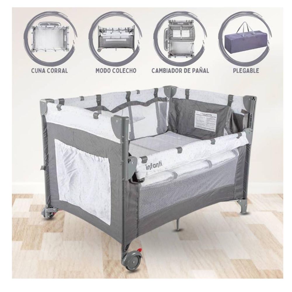 Cuna corral Always TOGETHER +Colchón Gris - Promart