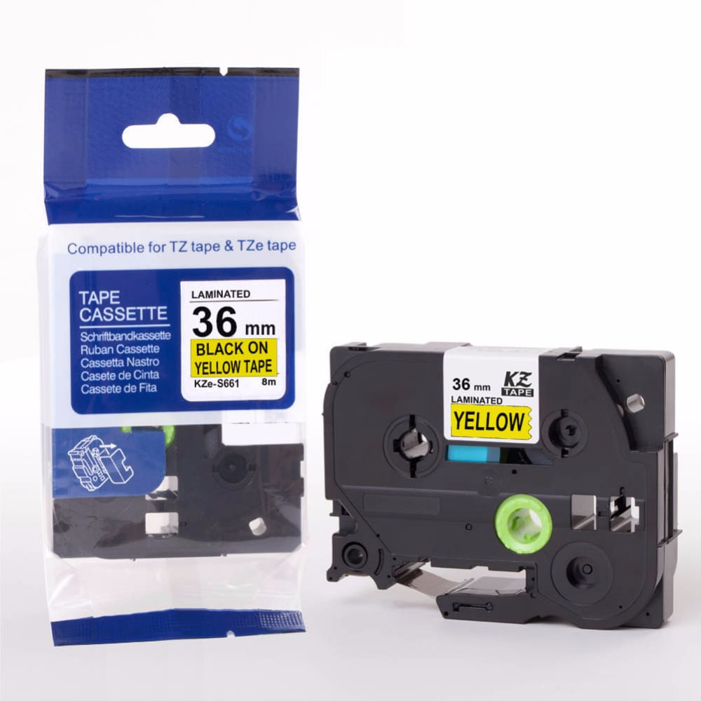 Cinta Brother Negro Amarillo 36mm adhesivo resistencia extra TZE-S661 ...
