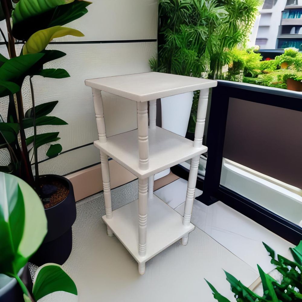 Mesa Lateral Mesa Auxiliar Multiuso Madera Pino en Blanco - Promart