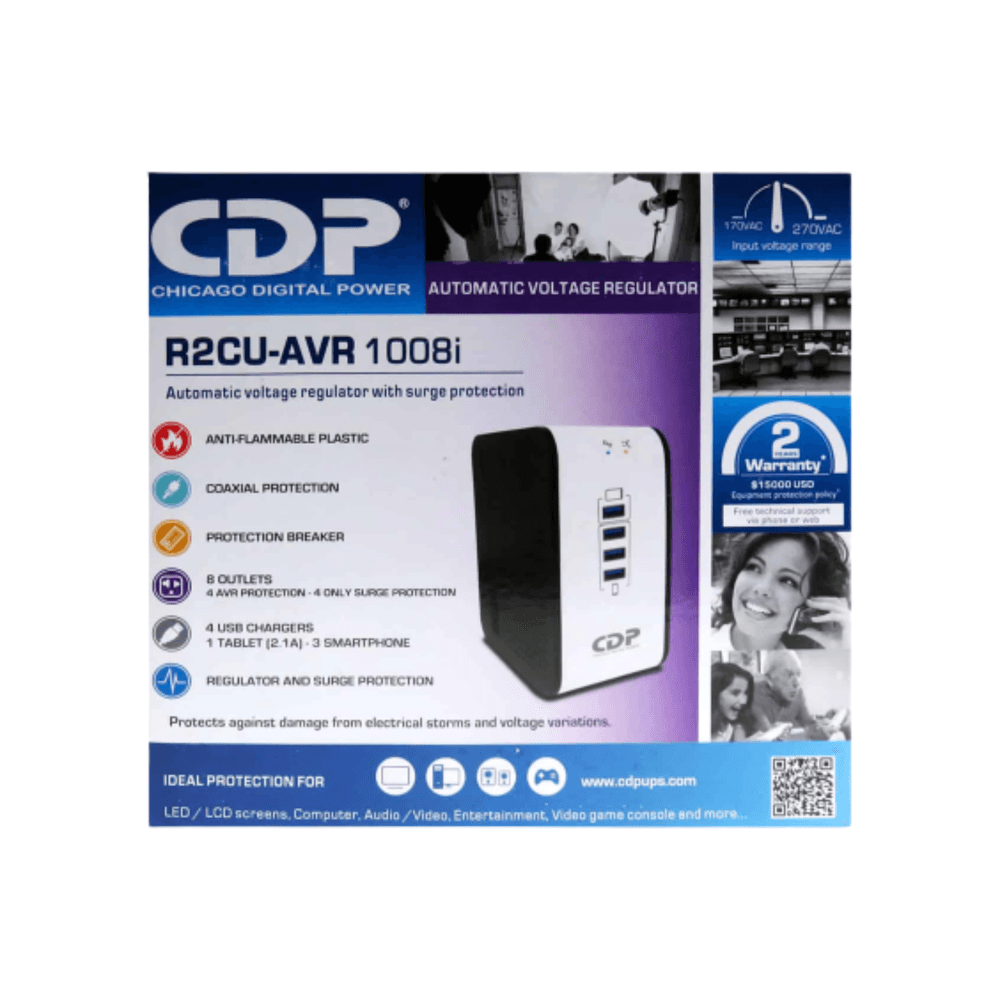 Estabilizador Cdp R2cu-avr1008i 1000va/500w 8 Salidas 4 Puertos Usb ...
